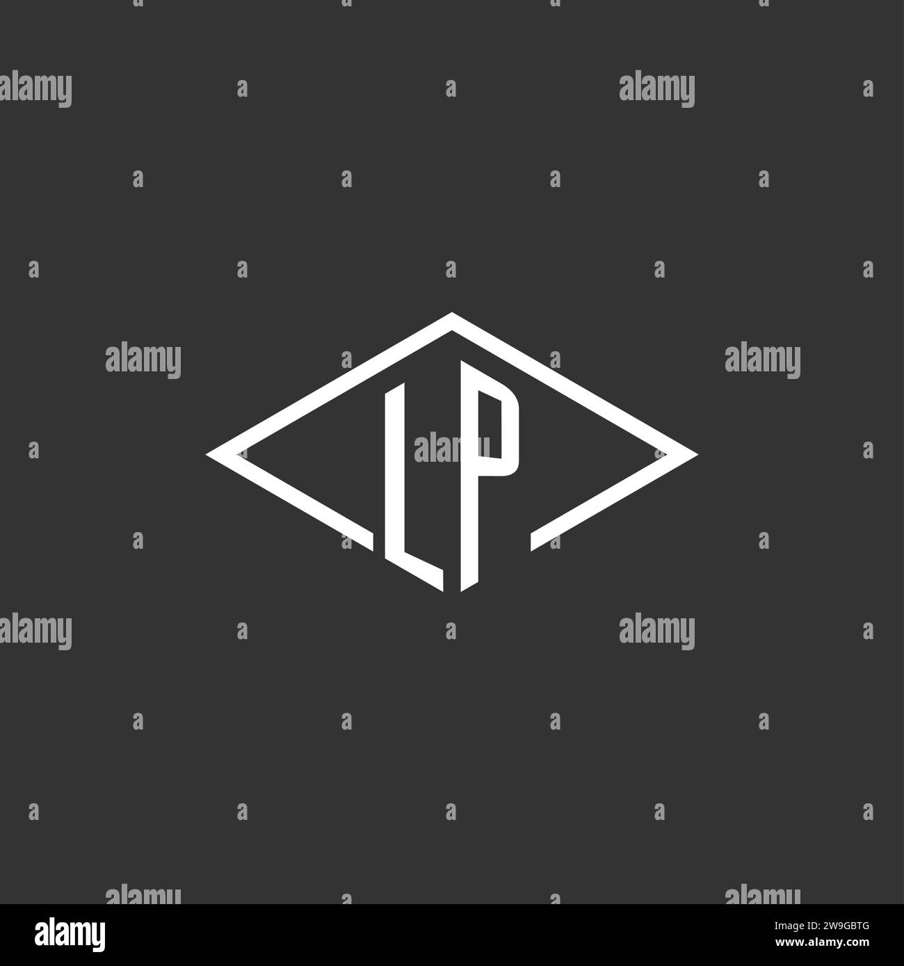 Initials LP logo monogram with simple diamond line style design vector ...