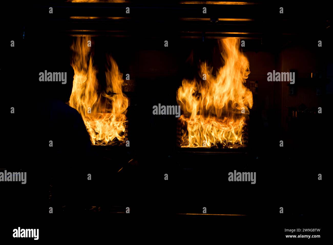 File and flame blue and orange fire in night scene. you can see the ...