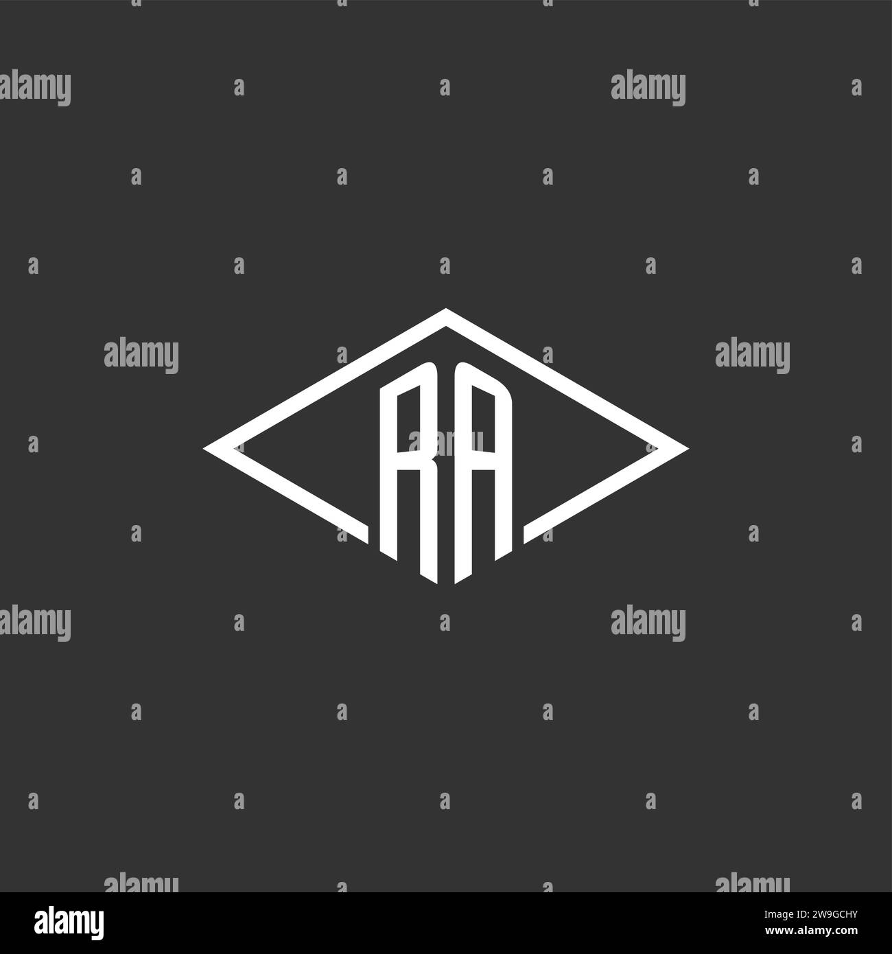Initials RA logo monogram with simple diamond line style design vector ...
