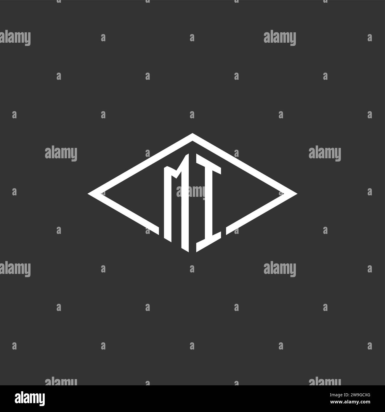 Initials MI logo monogram with simple diamond line style design vector ...