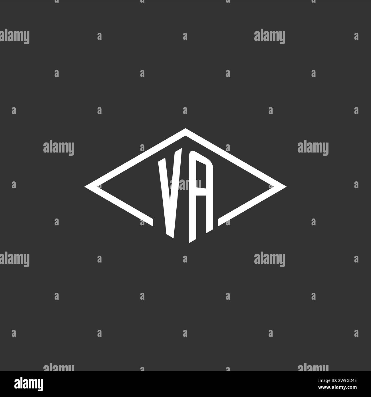 Initials VA logo monogram with simple diamond line style design vector ...