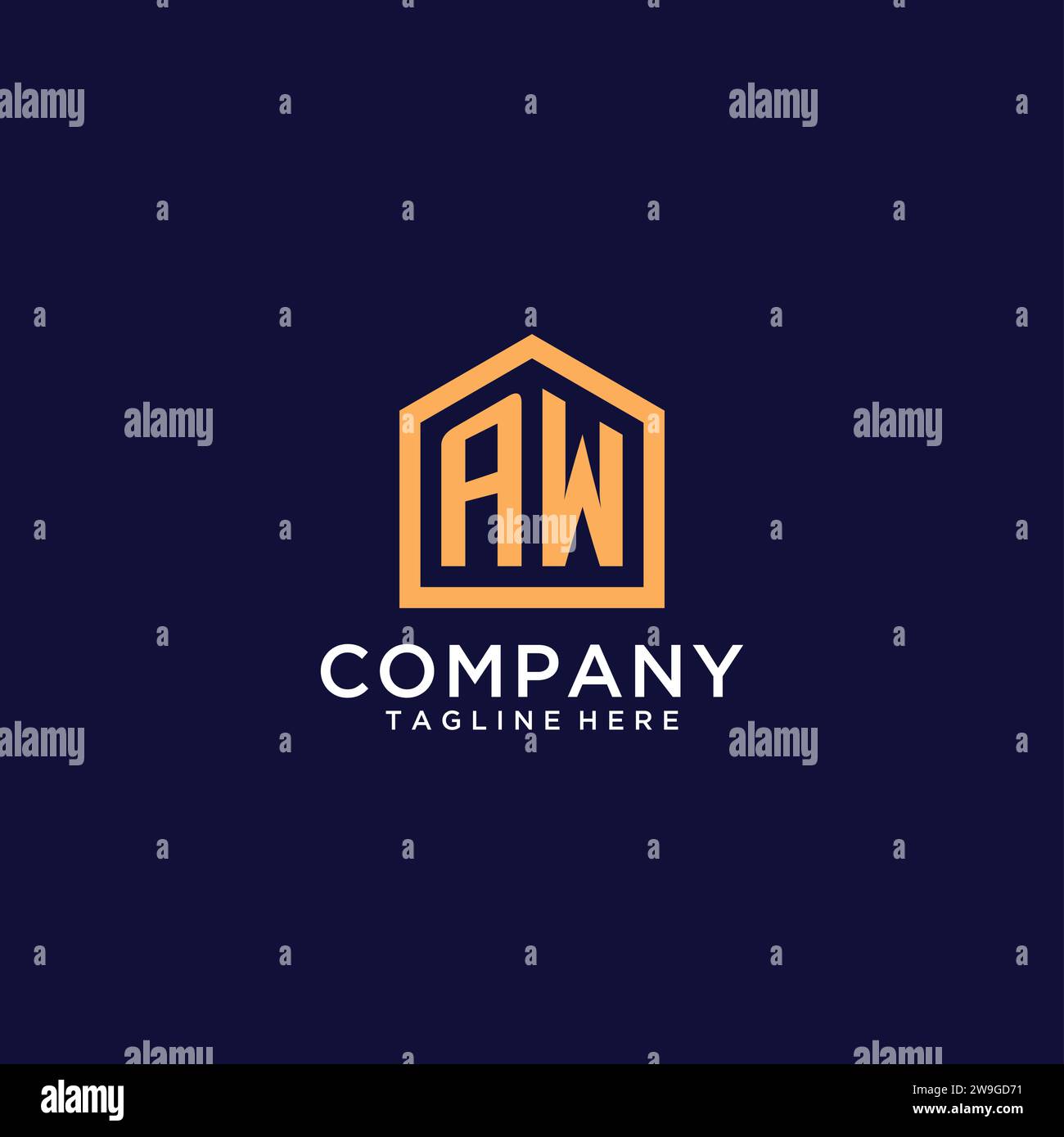 Initial AW logo with abstract home shape, modern minimalist realty logo ...