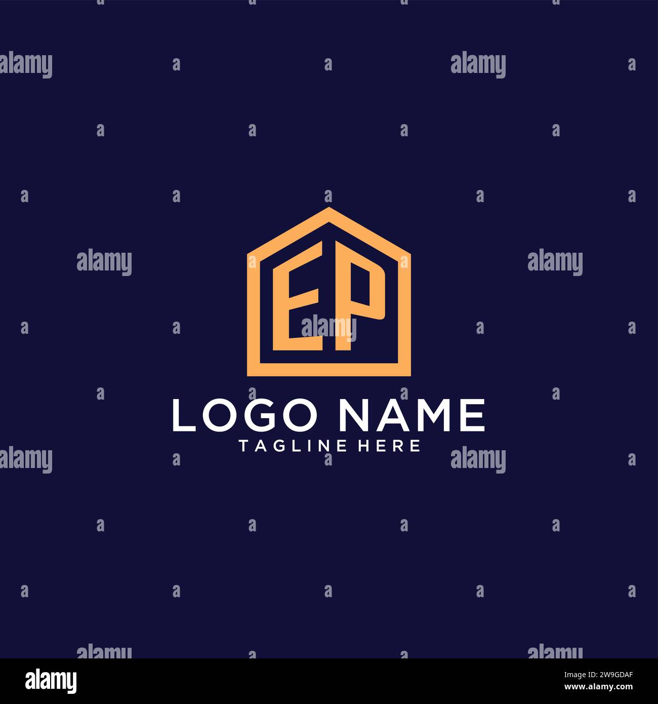 Initial EP logo with abstract home shape, modern minimalist realty logo ...