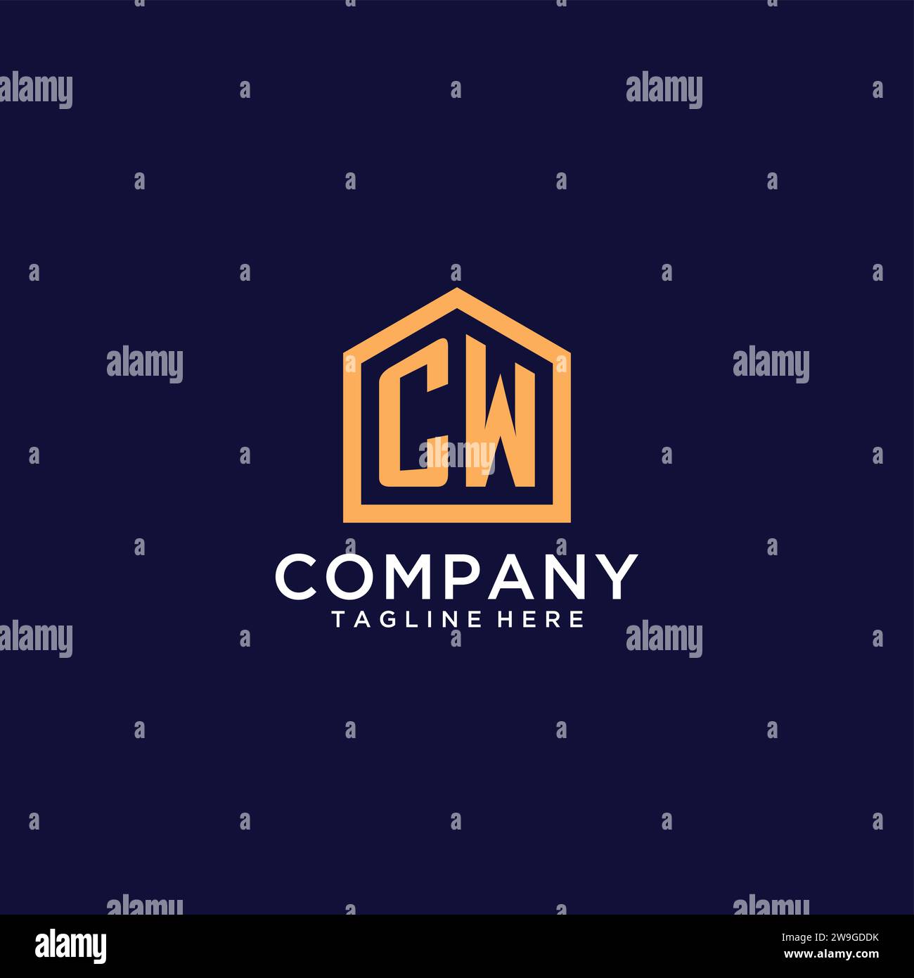 Initial CW logo with abstract home shape, modern minimalist realty logo ...