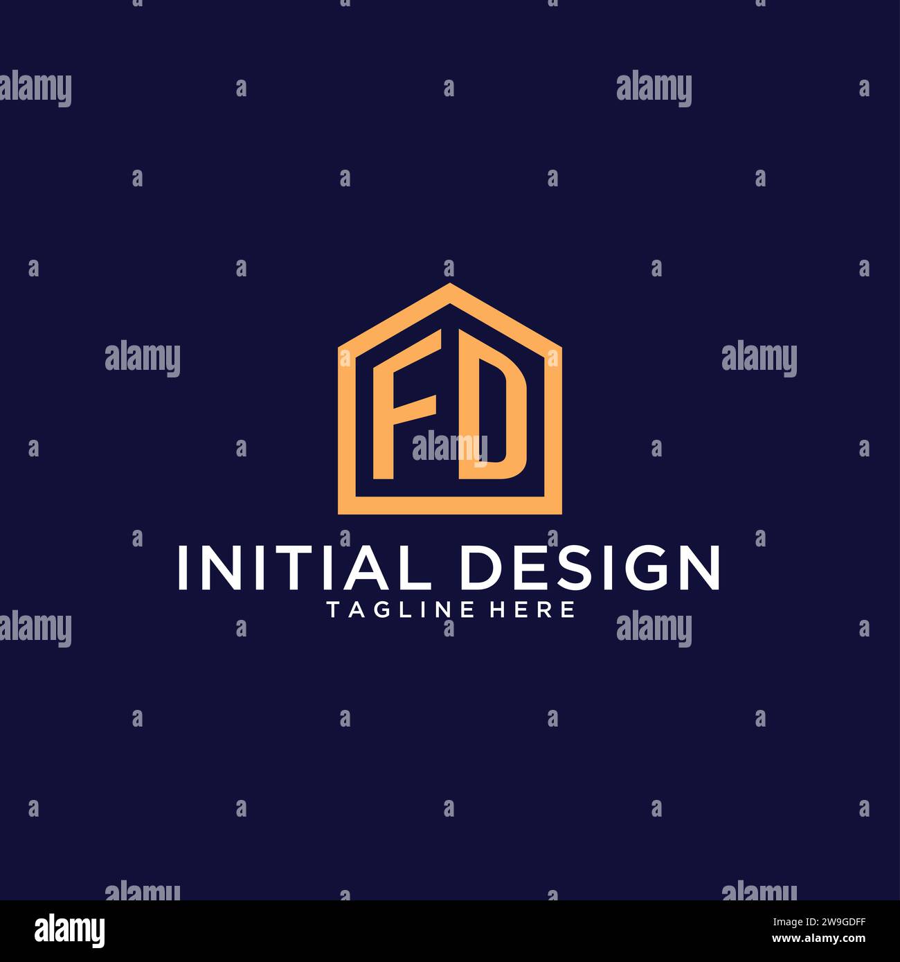 Initial FD logo with abstract home shape, modern minimalist realty logo ...
