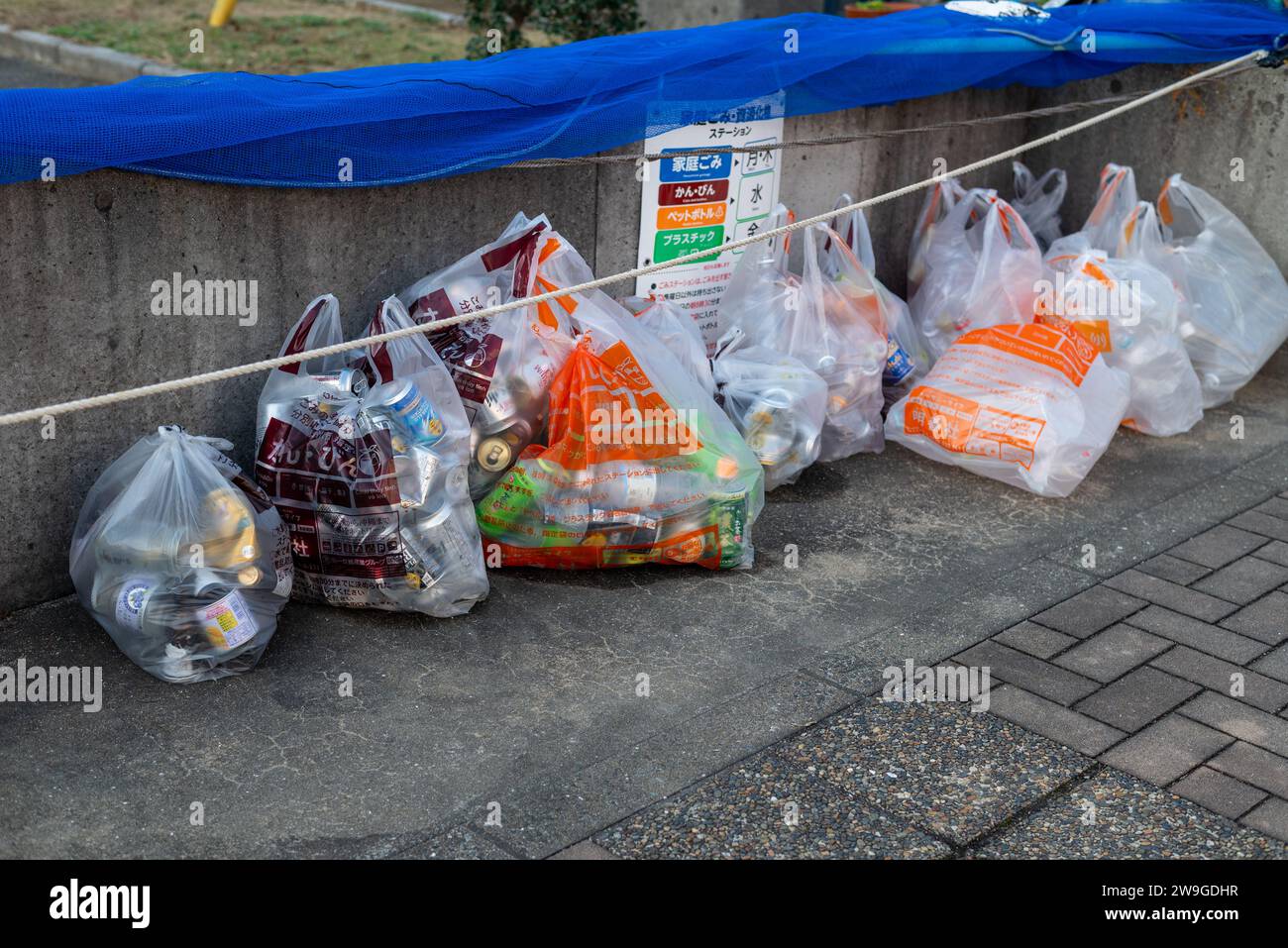 Segregation of recyclable wastes with different plastic bags at a ...