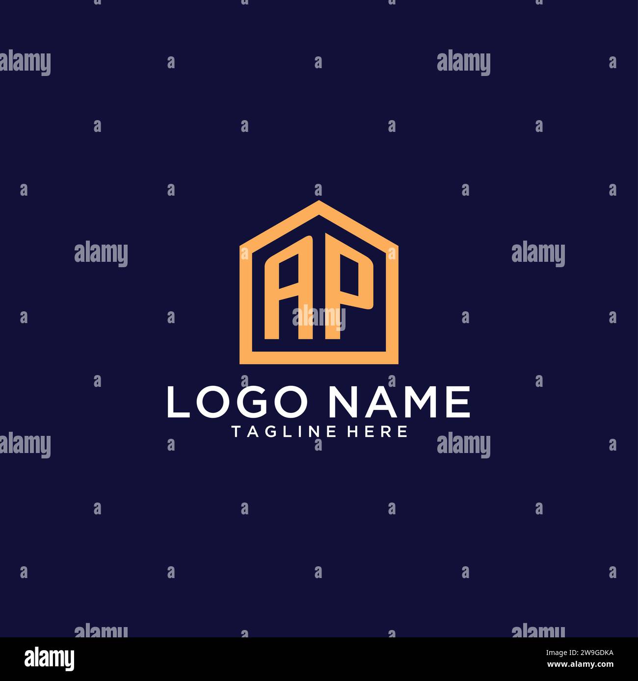 Initial AP logo with abstract home shape, modern minimalist realty logo ...