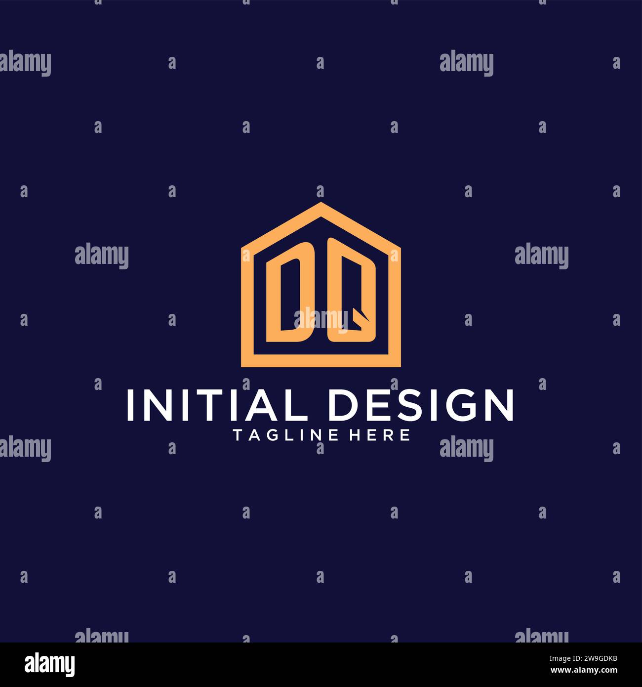 Initial DQ logo with abstract home shape, modern minimalist realty logo ...