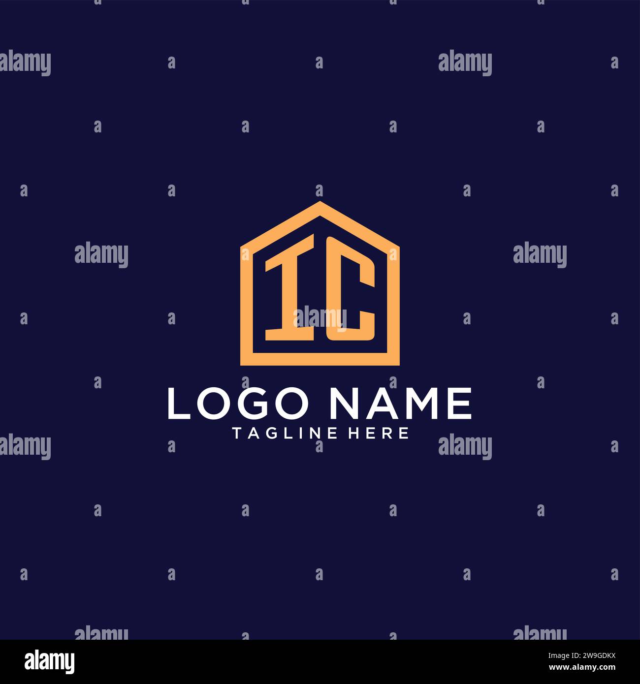 Initial IC logo with abstract home shape, modern minimalist realty logo ...