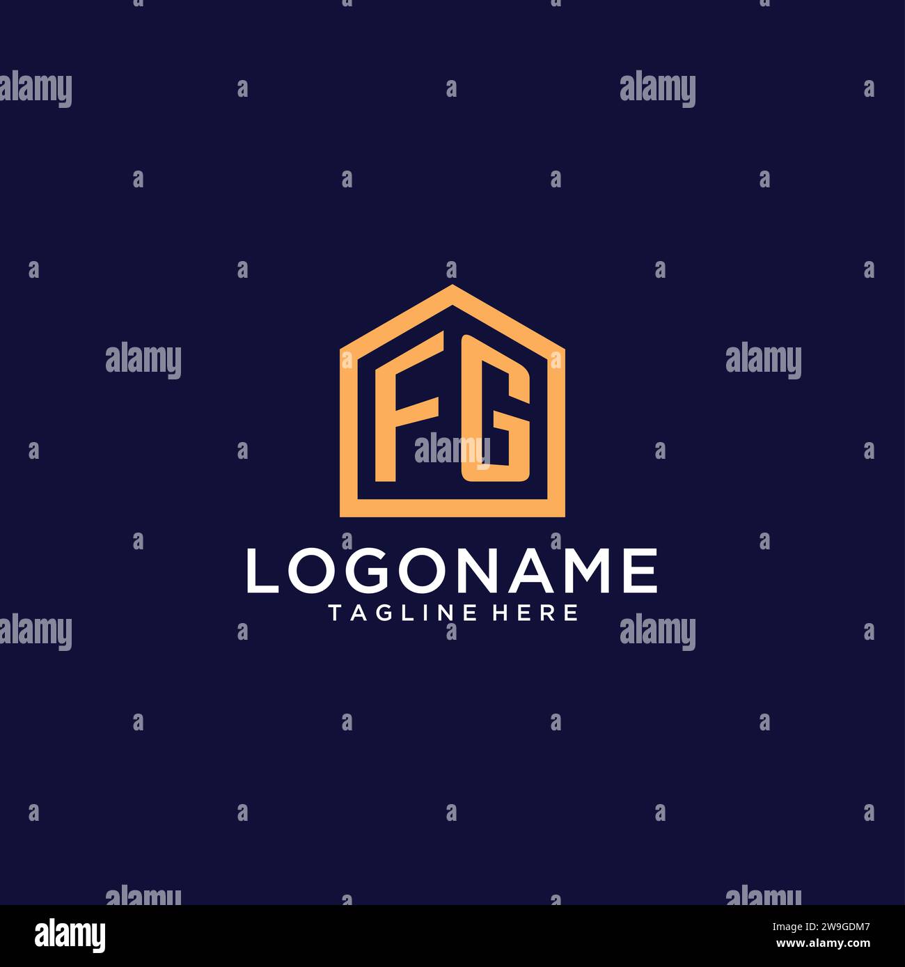 Initial FG logo with abstract home shape, modern minimalist realty logo ...