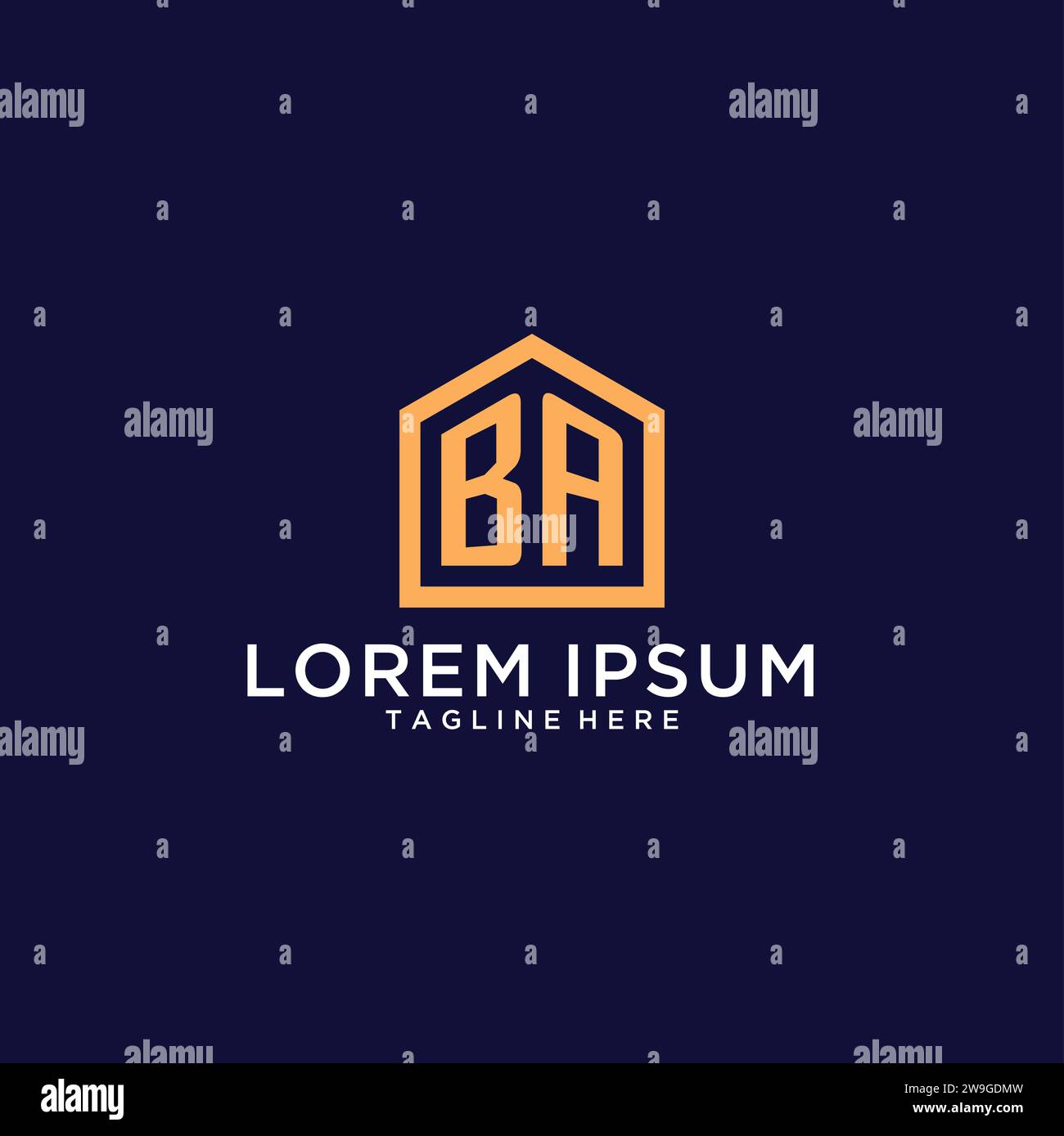 Initial BA logo with abstract home shape, modern minimalist realty logo ...