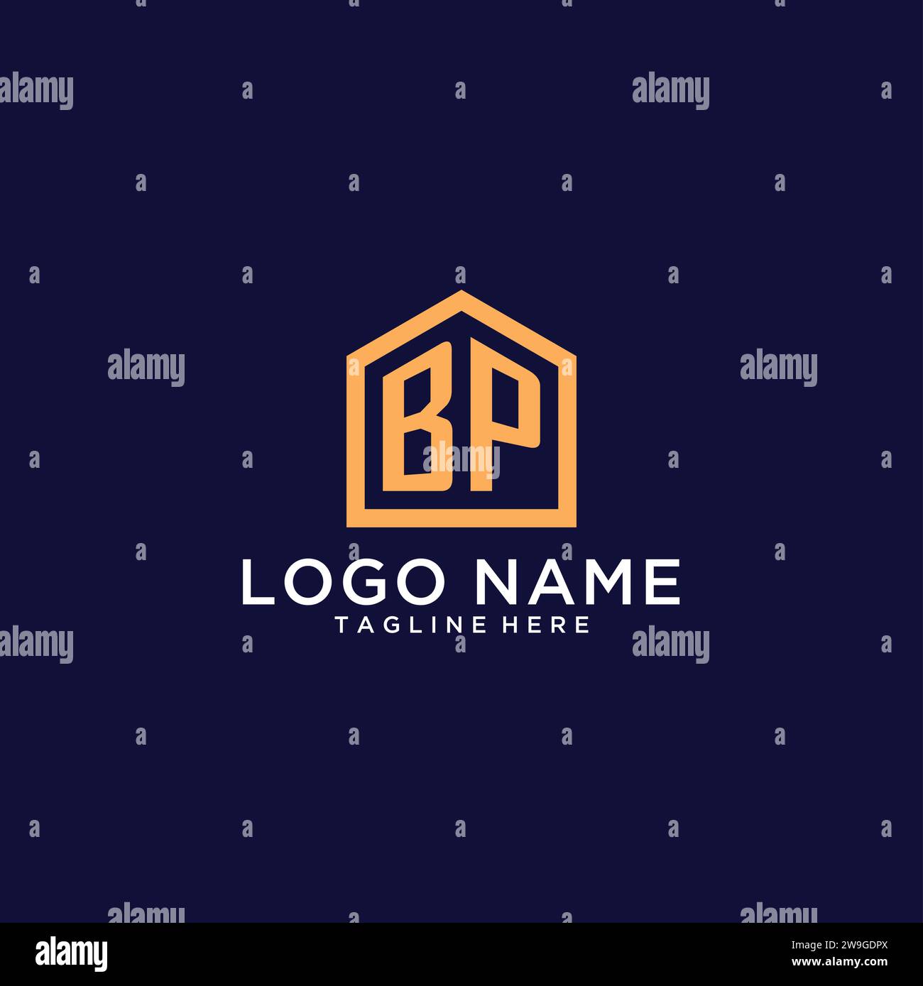 Initial BP logo with abstract home shape, modern minimalist realty logo ...