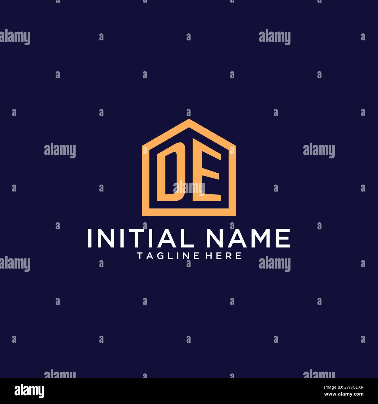 Initial DE logo with abstract home shape, modern minimalist realty logo ...