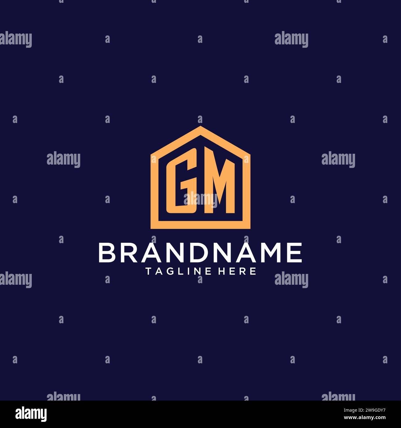 Initial GM logo with abstract home shape, modern minimalist realty logo ...