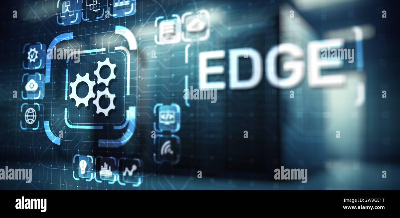 Edge computing modern IT technology on virtual screen concept Stock ...