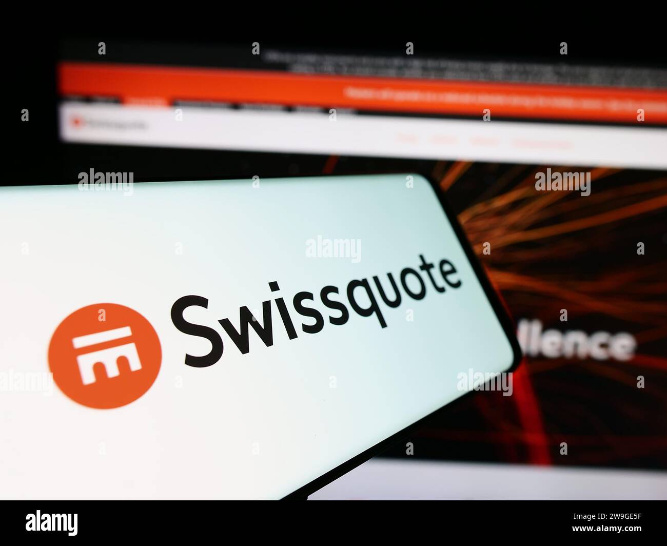Cellphone with logo of Swiss financial services company Swissquote in ...