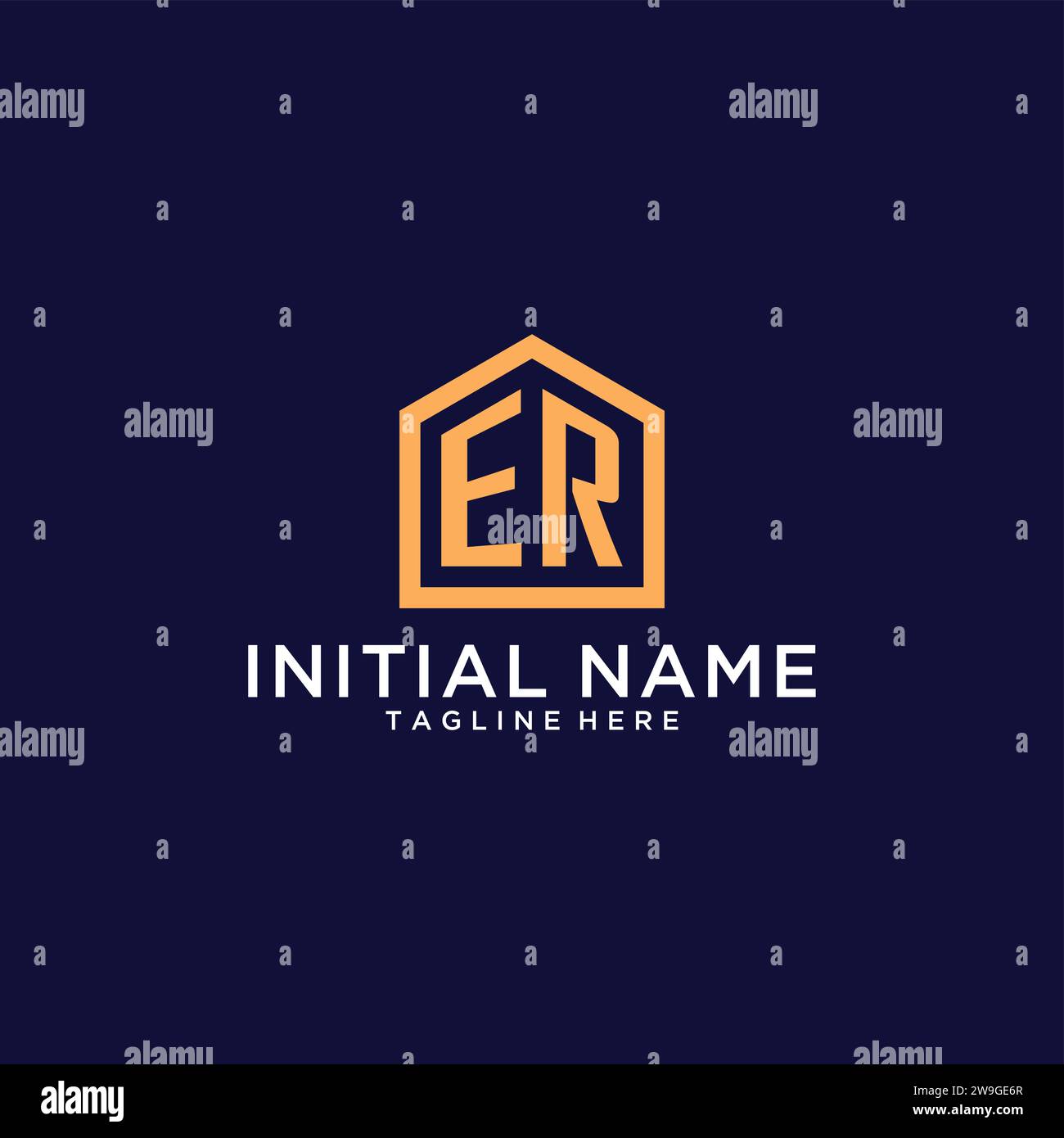 Initial ER logo with abstract home shape, modern minimalist realty logo ...