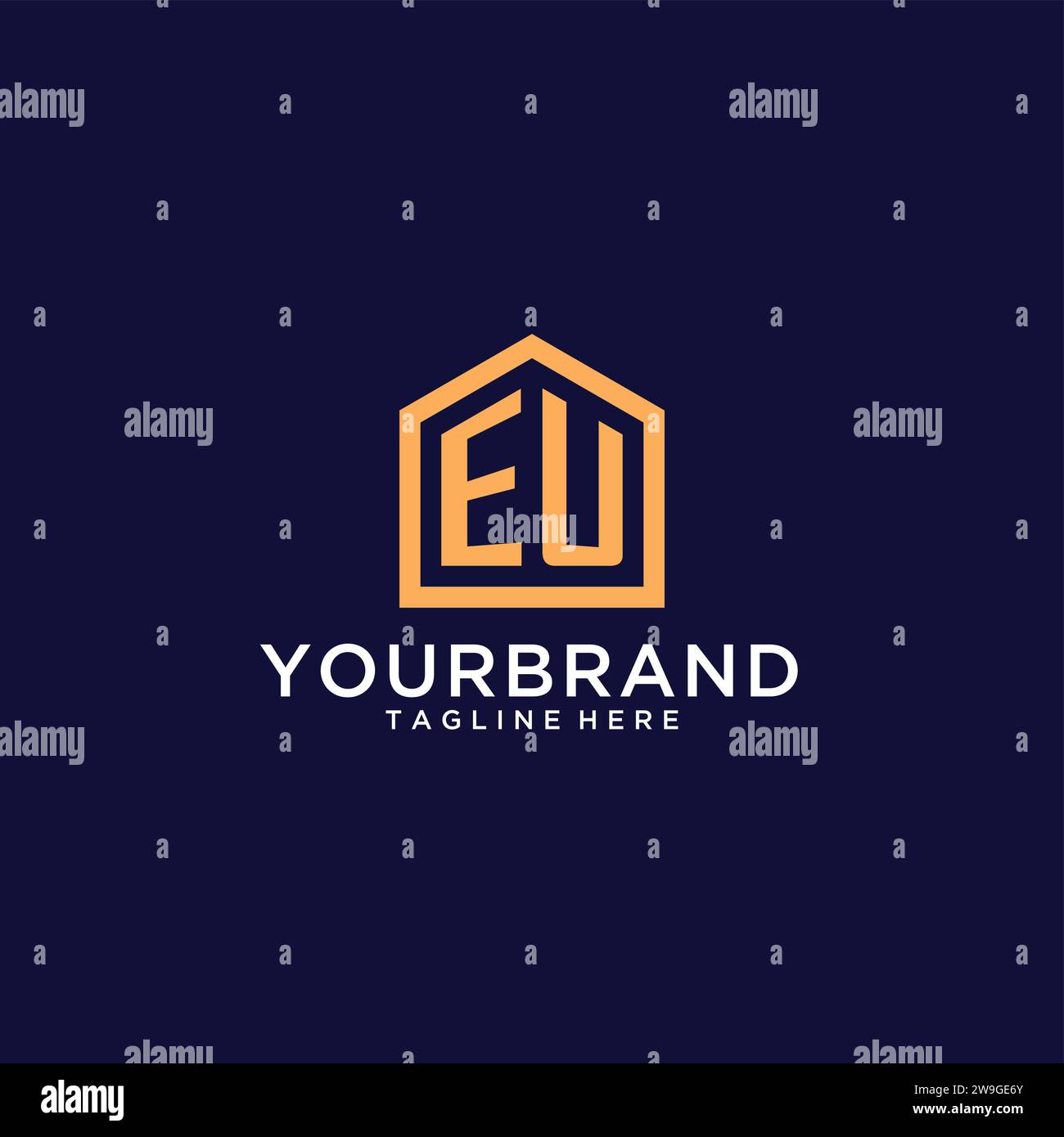 Initial EU logo with abstract home shape, modern minimalist realty logo ...