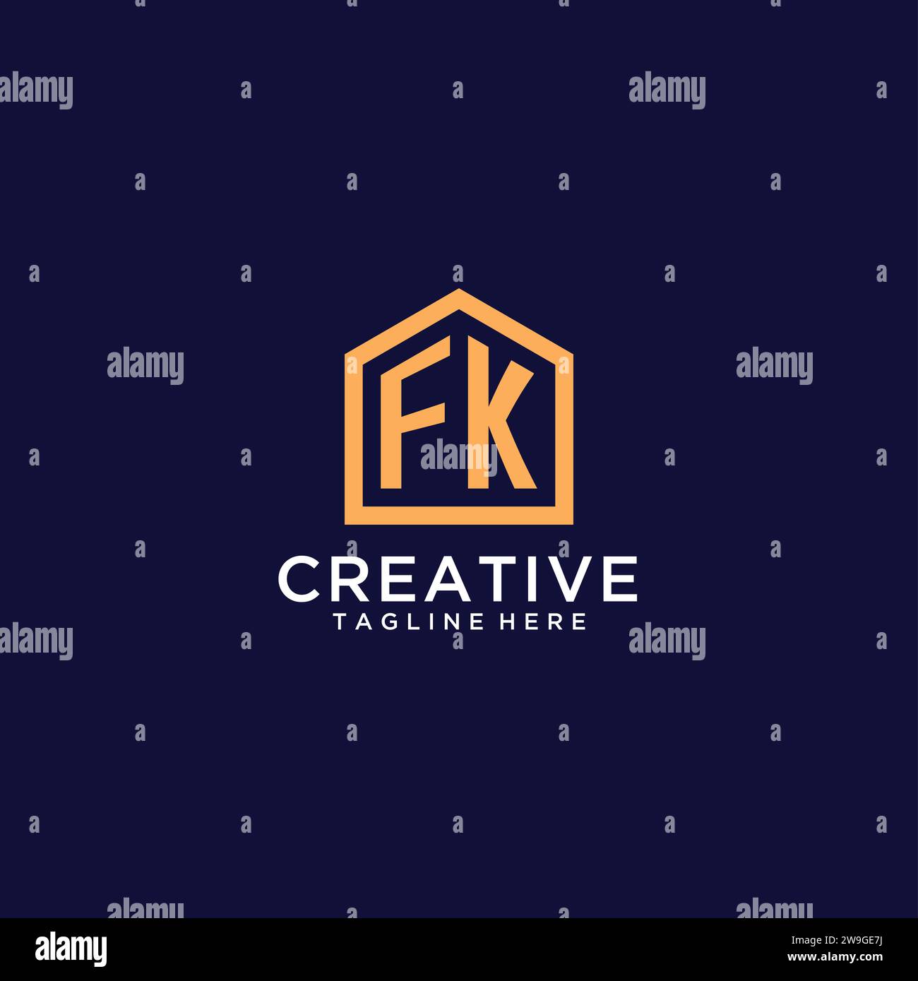 Initial FK logo with abstract home shape, modern minimalist realty logo ...