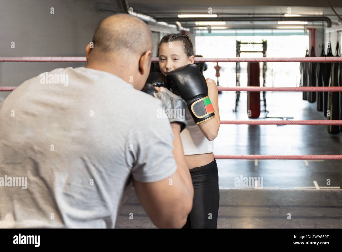 Horizontal photo preteen caucasian girl with black gloves and ...