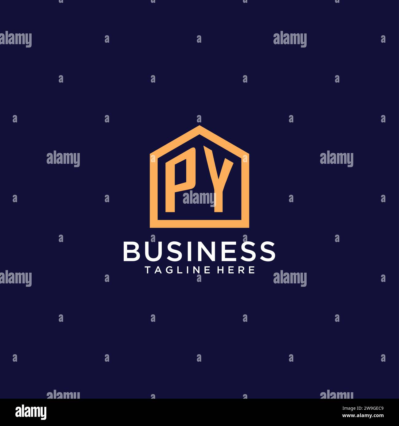 Initial PY logo with abstract home shape, modern minimalist realty logo ...