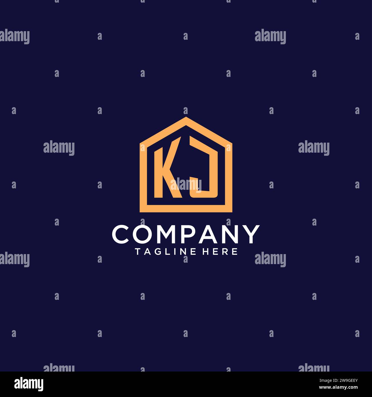Initial KJ logo with abstract home shape, modern minimalist realty logo ...
