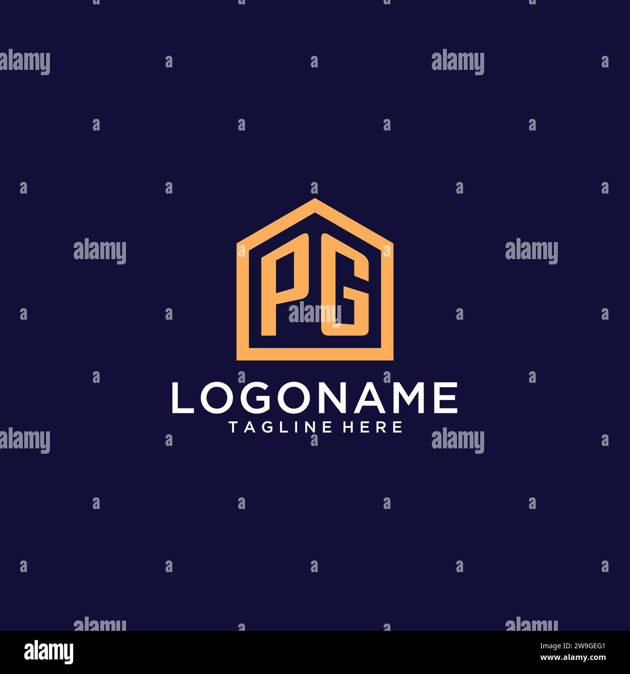 Initial PG logo with abstract home shape, modern minimalist realty logo ...