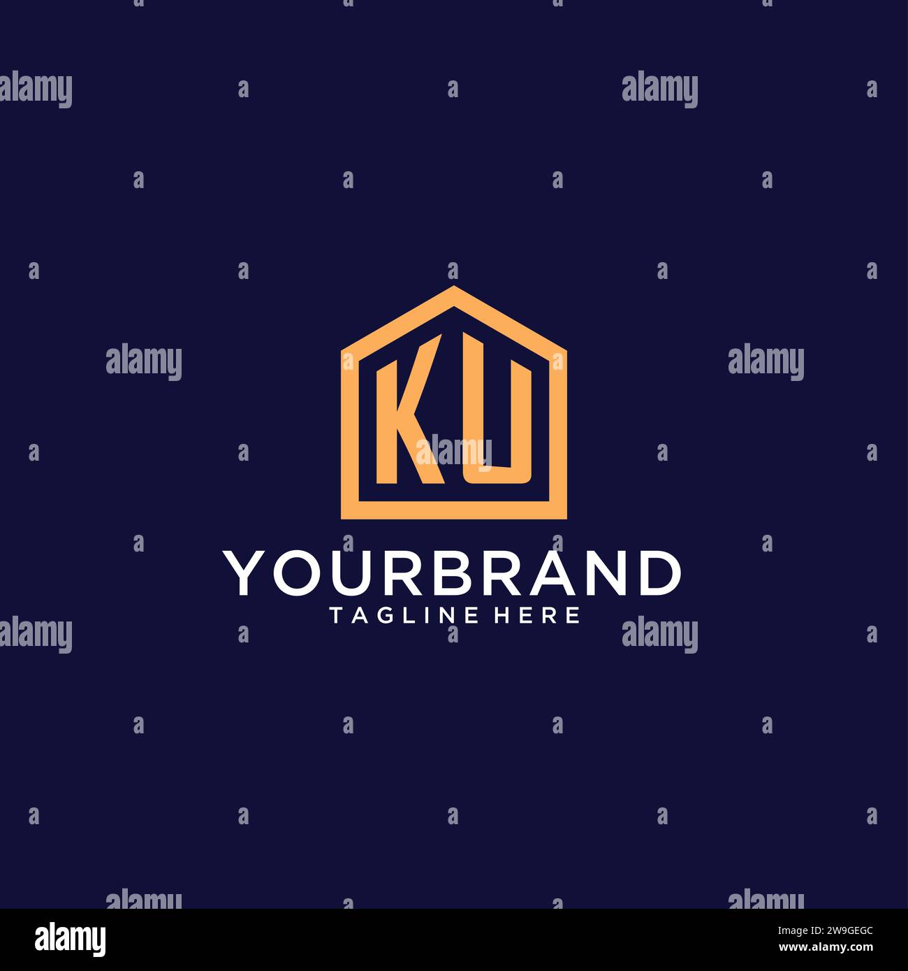 Initial KU logo with abstract home shape, modern minimalist realty logo design ideas vector ...