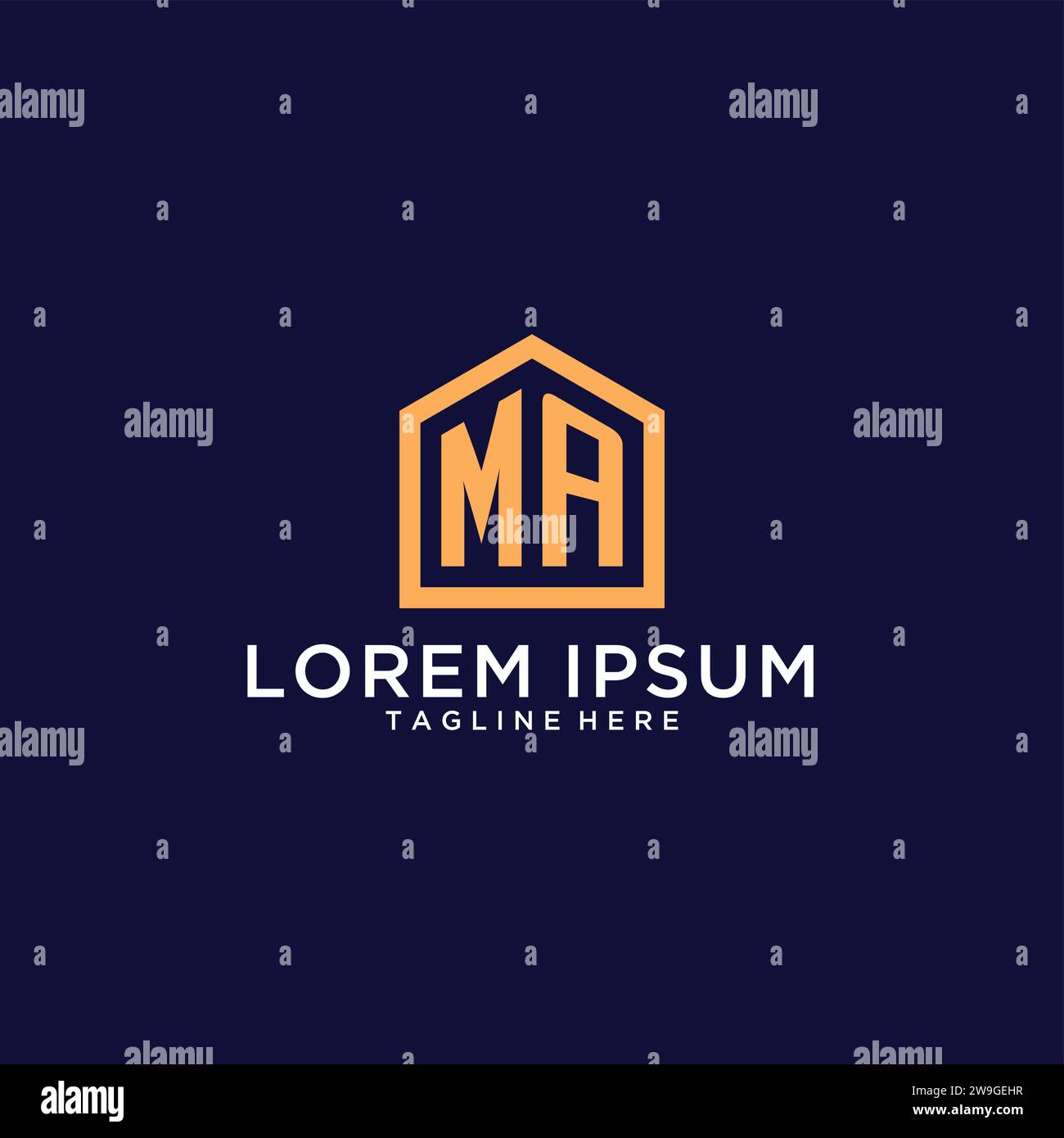 Initial MA logo with abstract home shape, modern minimalist realty logo ...