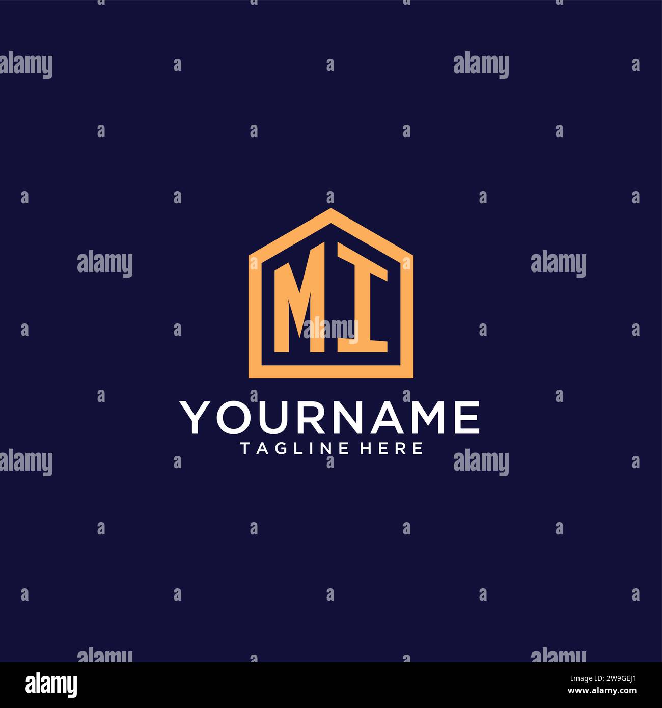 Initial MI logo with abstract home shape, modern minimalist realty logo ...