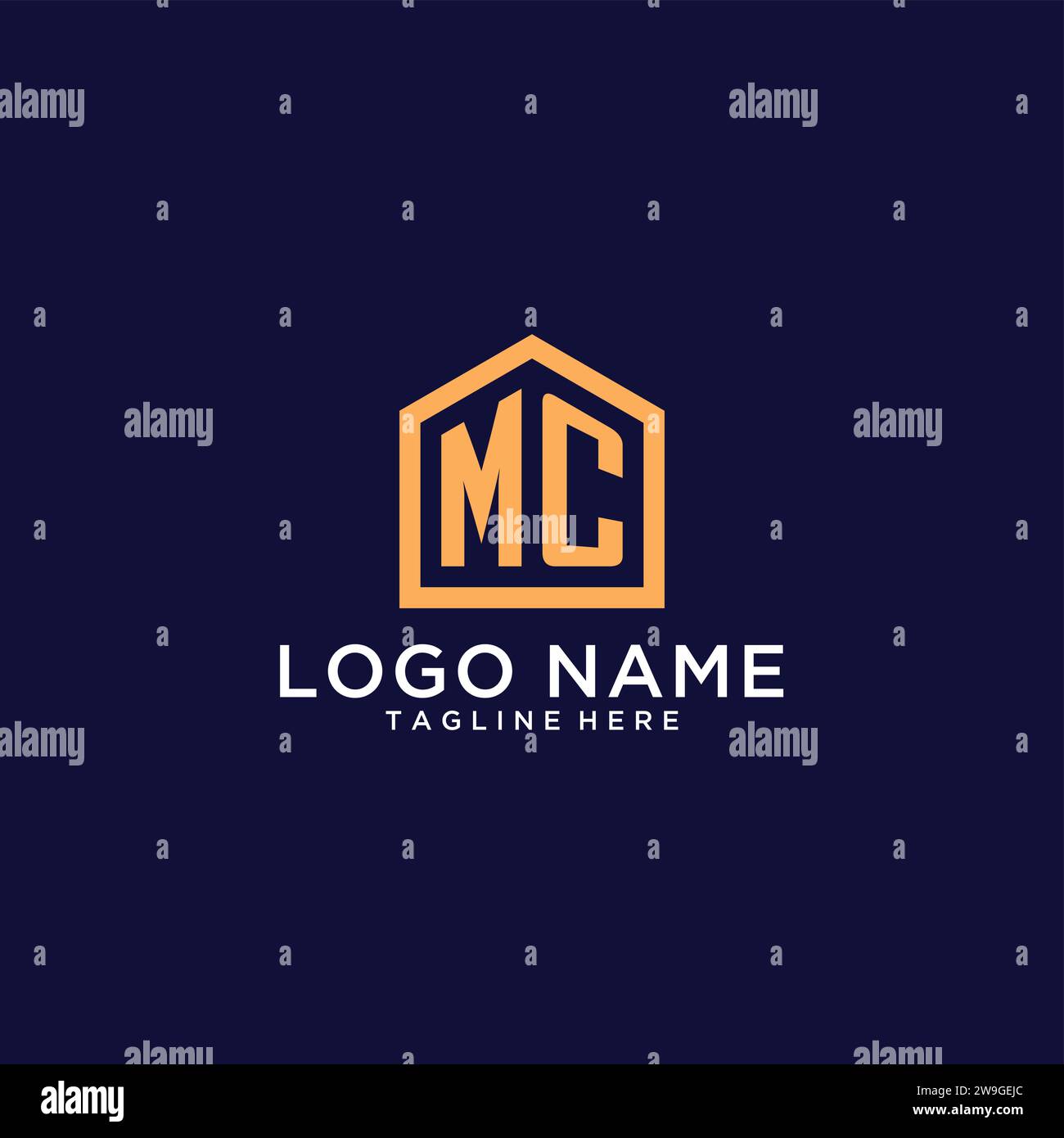 Initial MC logo with abstract home shape, modern minimalist realty logo ...