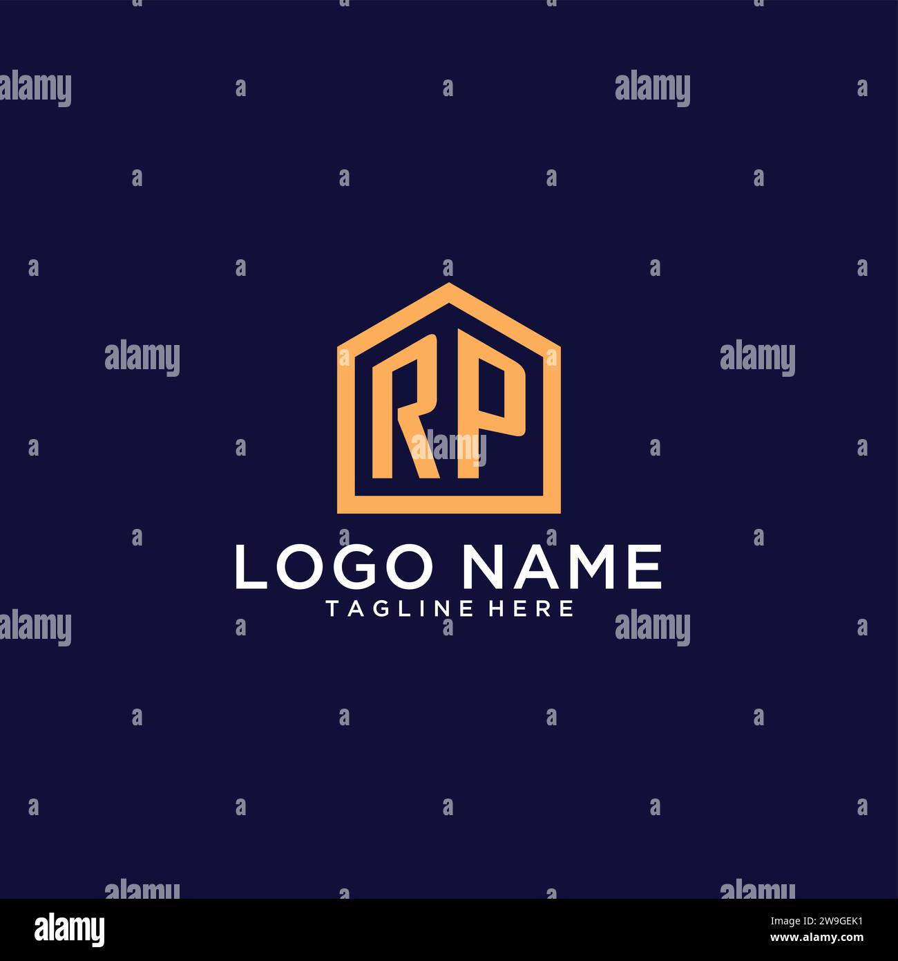 Initial RP logo with abstract home shape, modern minimalist realty logo ...