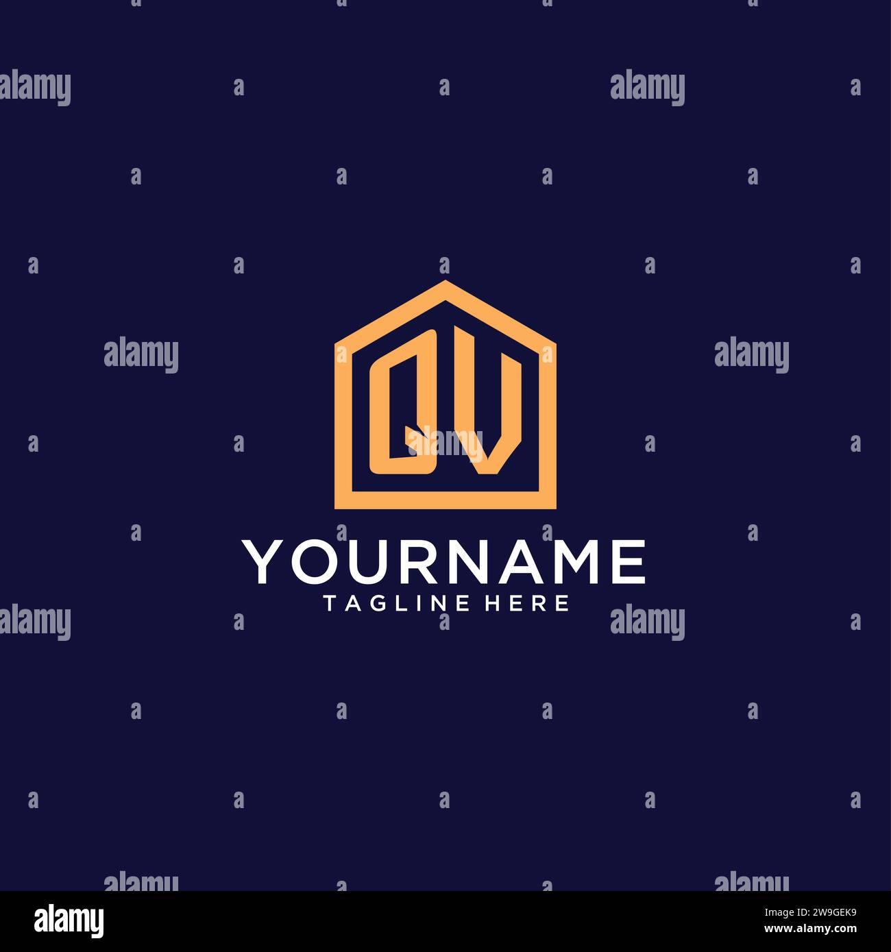 Initial QV logo with abstract home shape, modern minimalist realty logo ...