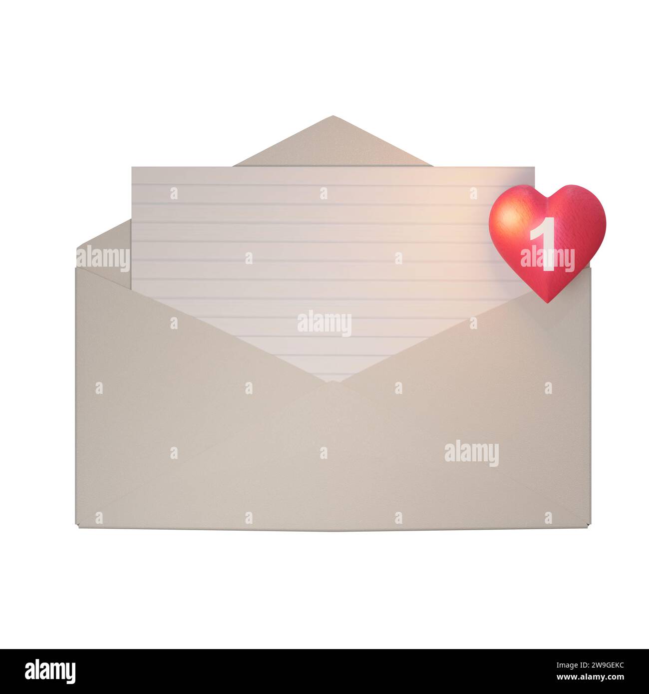 3D Illustration ,realistic notification of new message. on transparent ...