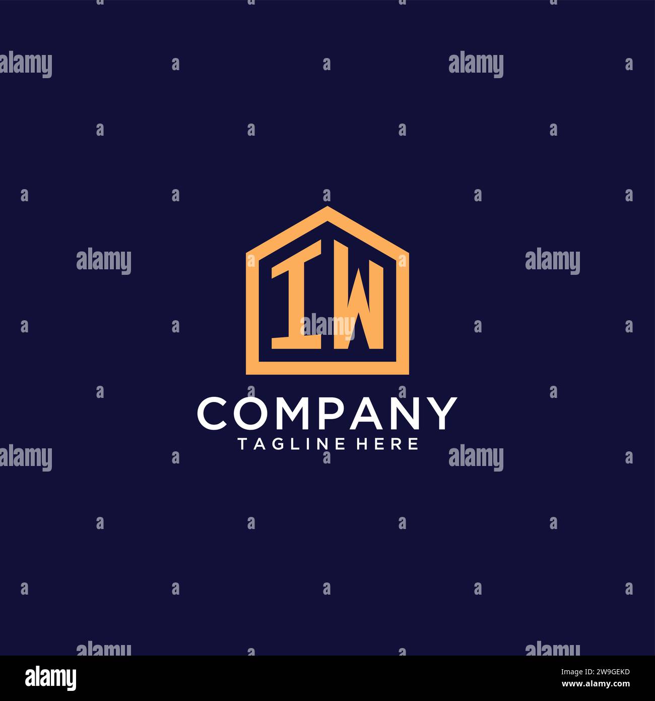 Initial IW logo with abstract home shape, modern minimalist realty logo ...