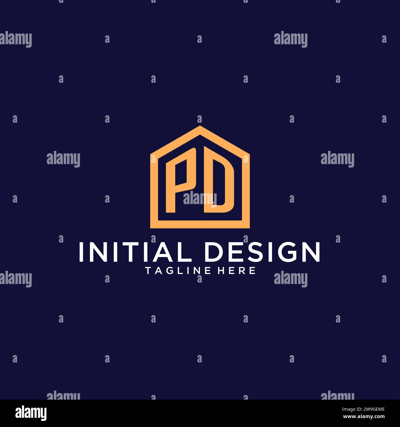 Initial PD logo with abstract home shape, modern minimalist realty logo ...