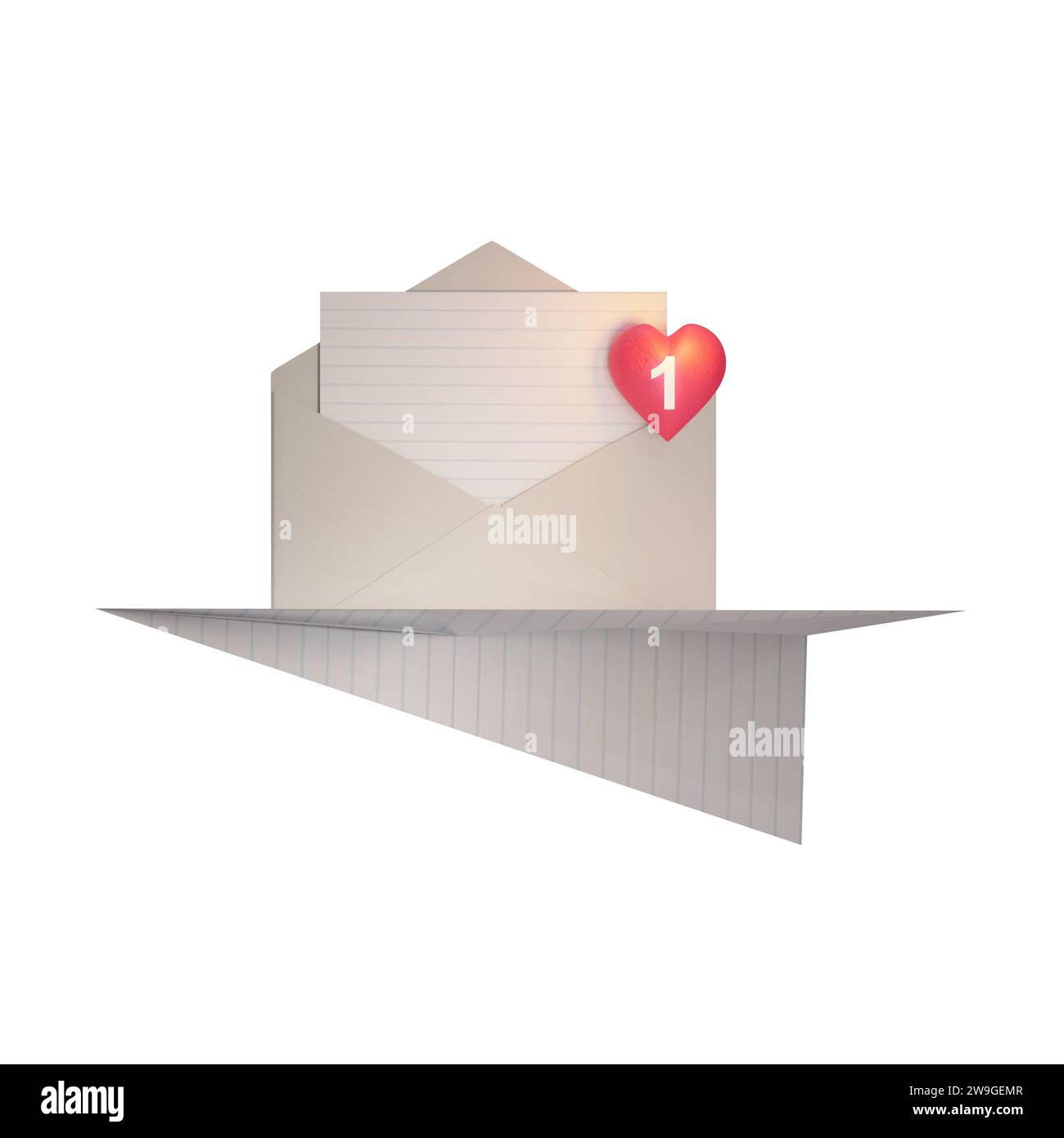 3D Illustration ,realistic white paper plane with notification of new ...