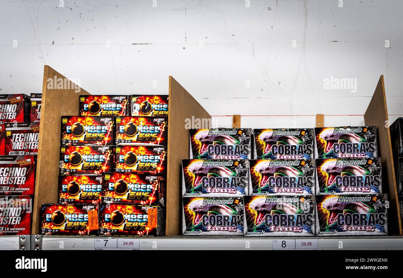 AMSTERDAM - Fireworks in a store during the sale of fireworks ...