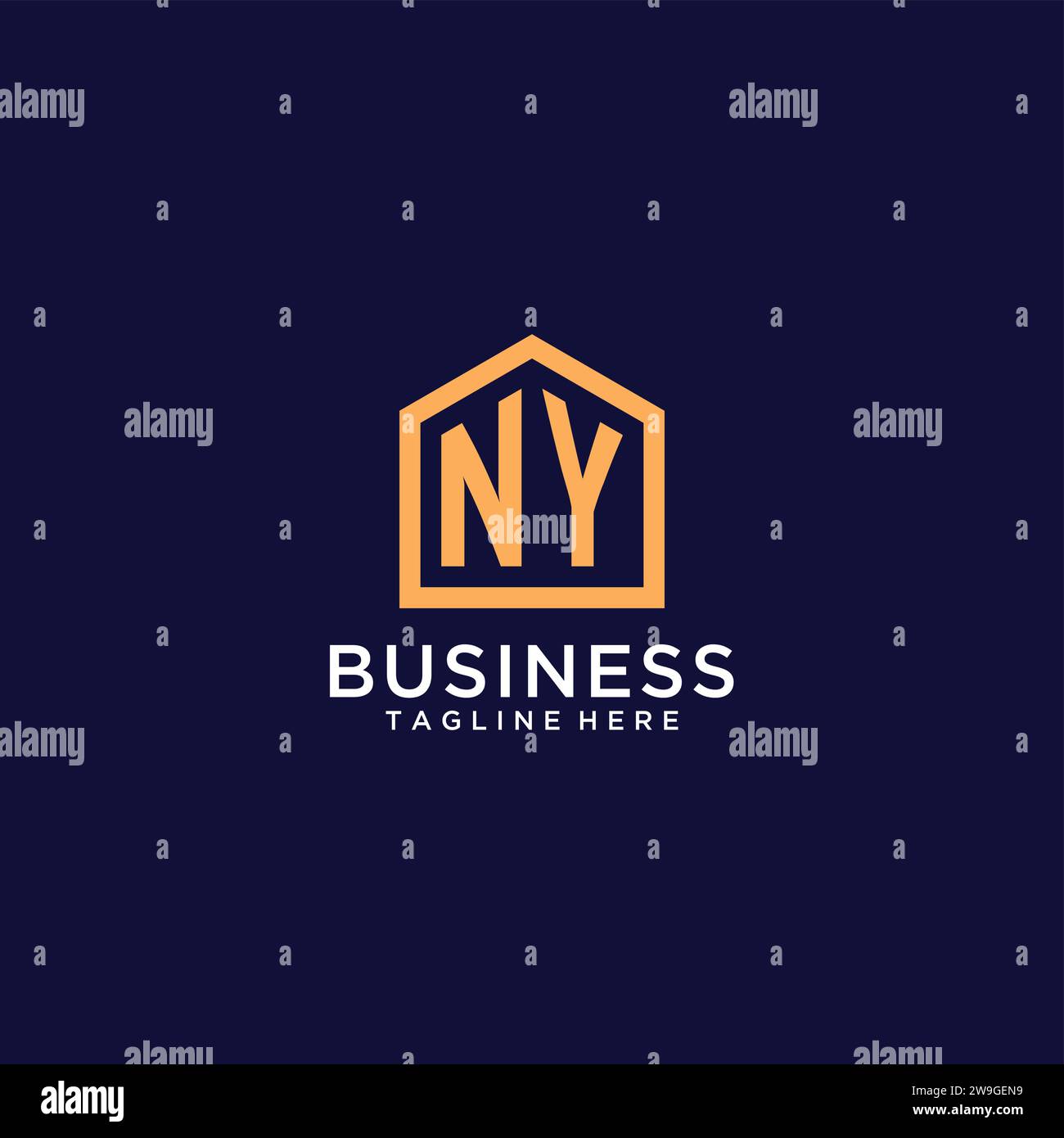 Initial NY logo with abstract home shape, modern minimalist realty logo ...
