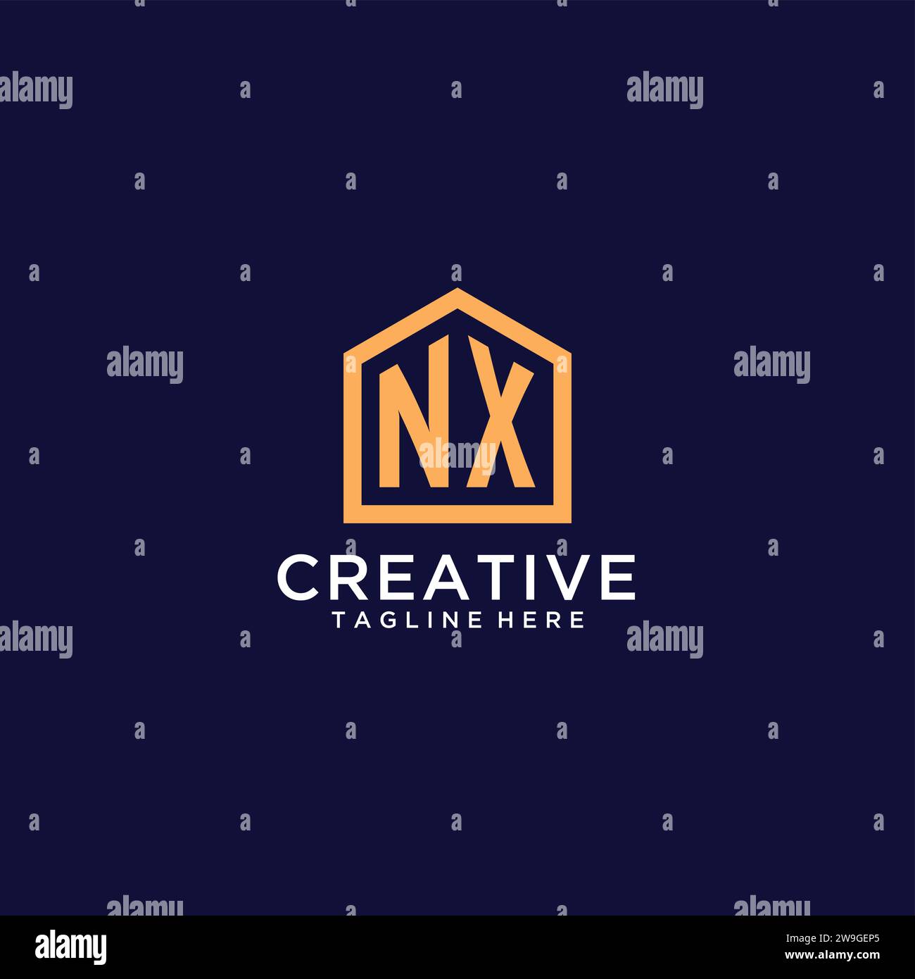 Initial NX logo with abstract home shape, modern minimalist realty logo ...