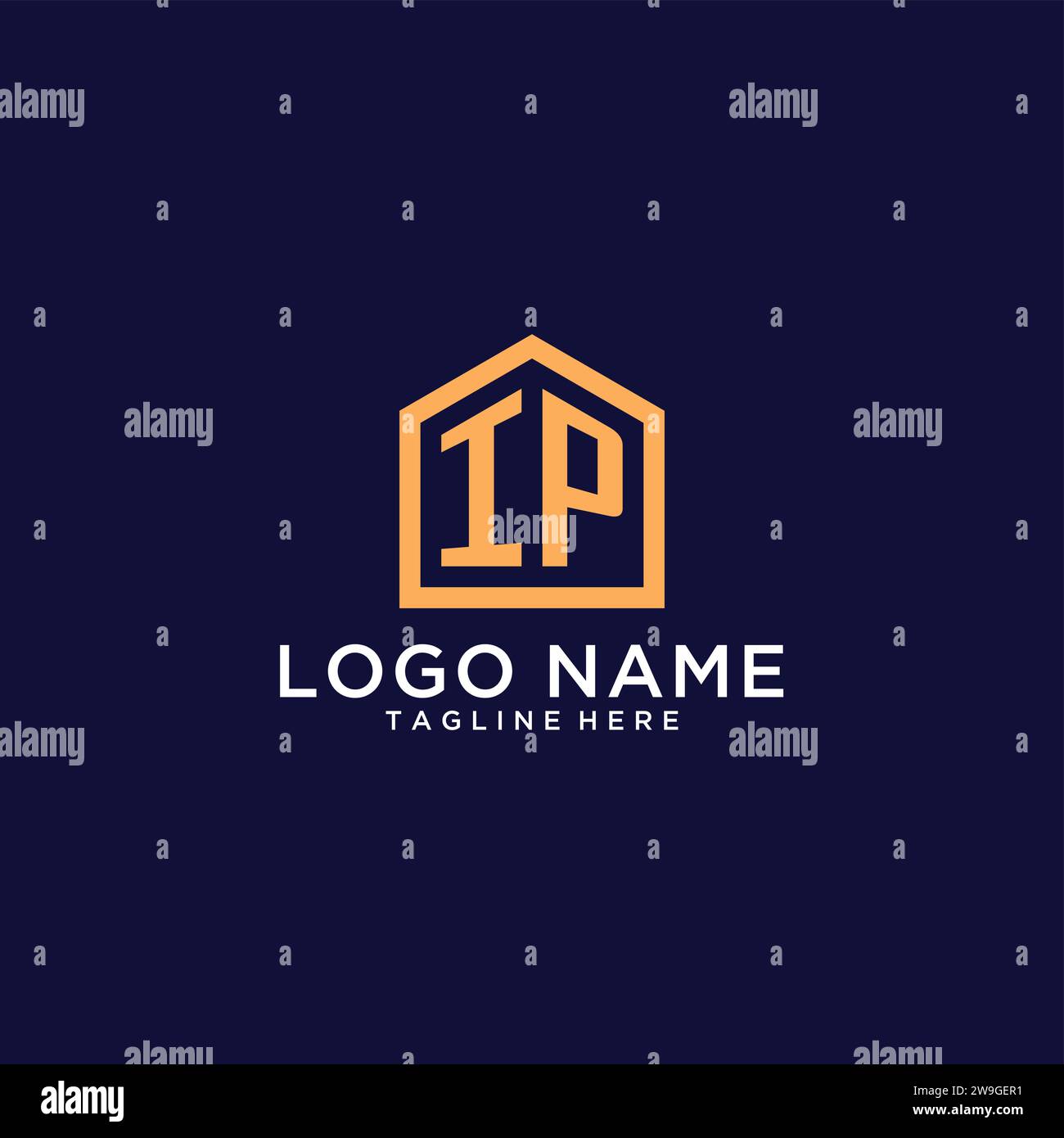 Initial IP logo with abstract home shape, modern minimalist realty logo ...