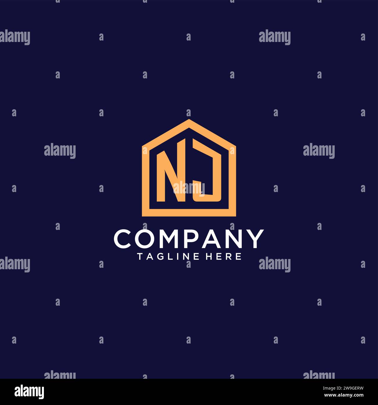 Initial NJ logo with abstract home shape, modern minimalist realty logo ...