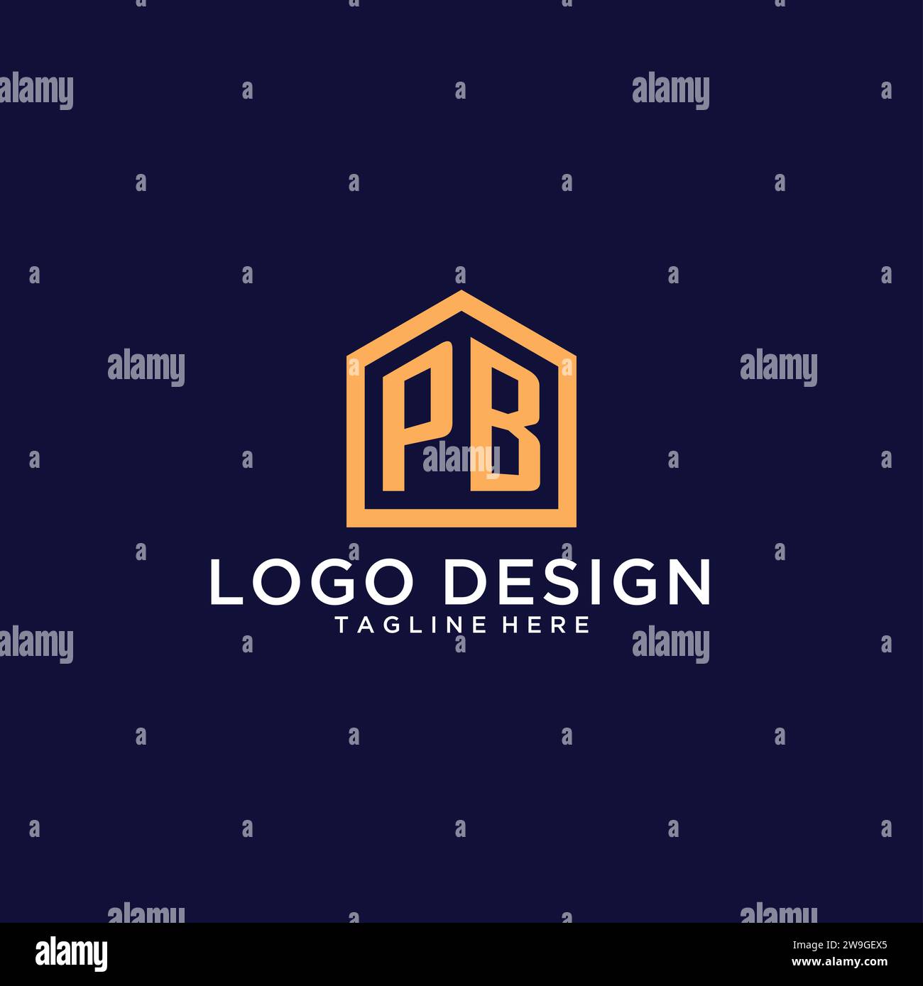 Initial PB logo with abstract home shape, modern minimalist realty logo ...