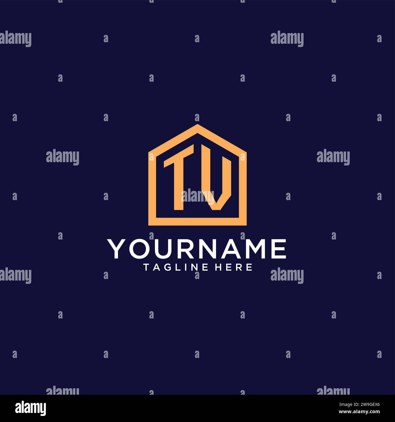 Initial TV logo with abstract home shape, modern minimalist realty logo ...
