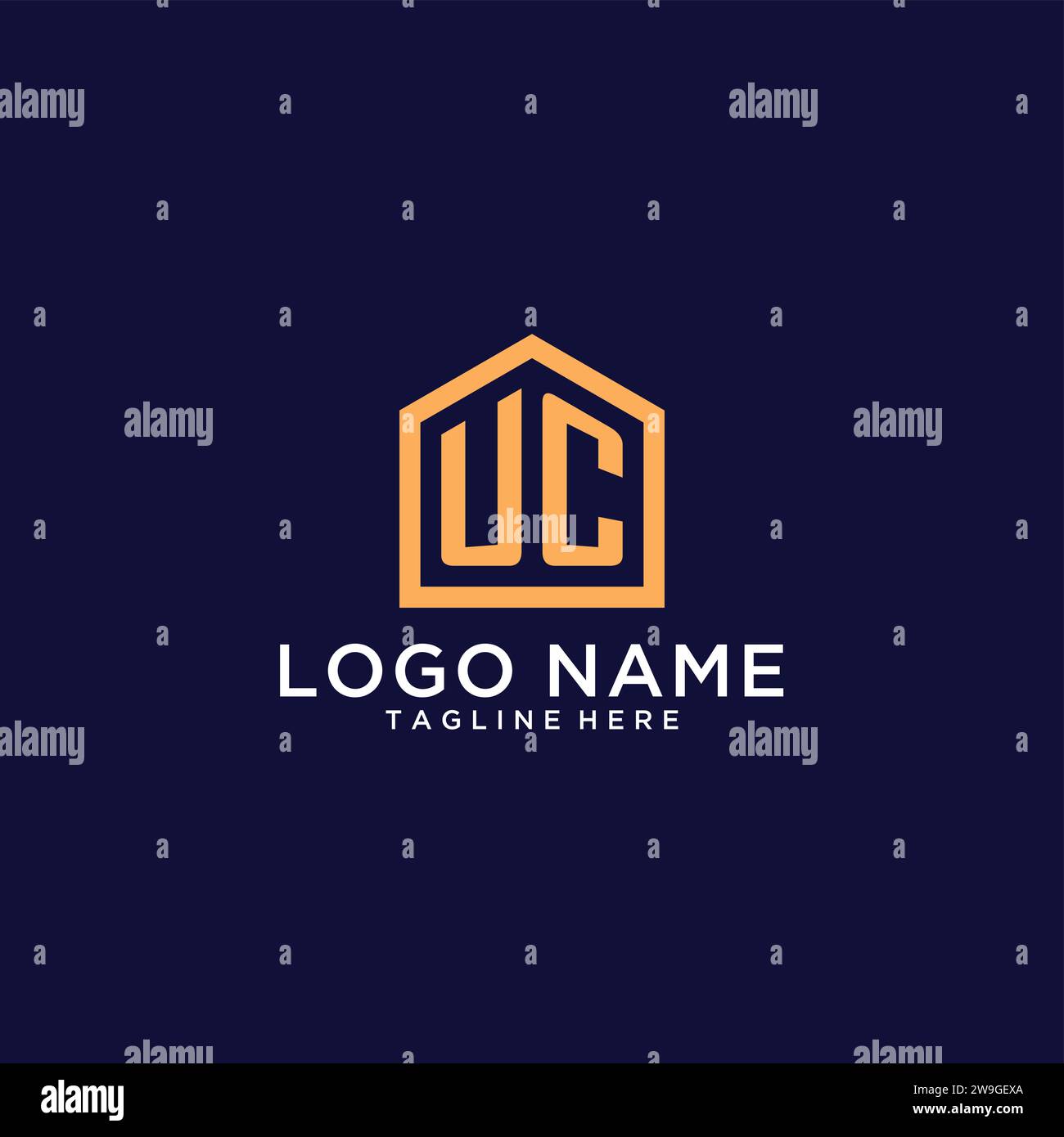 Initial UC logo with abstract home shape, modern minimalist realty logo ...