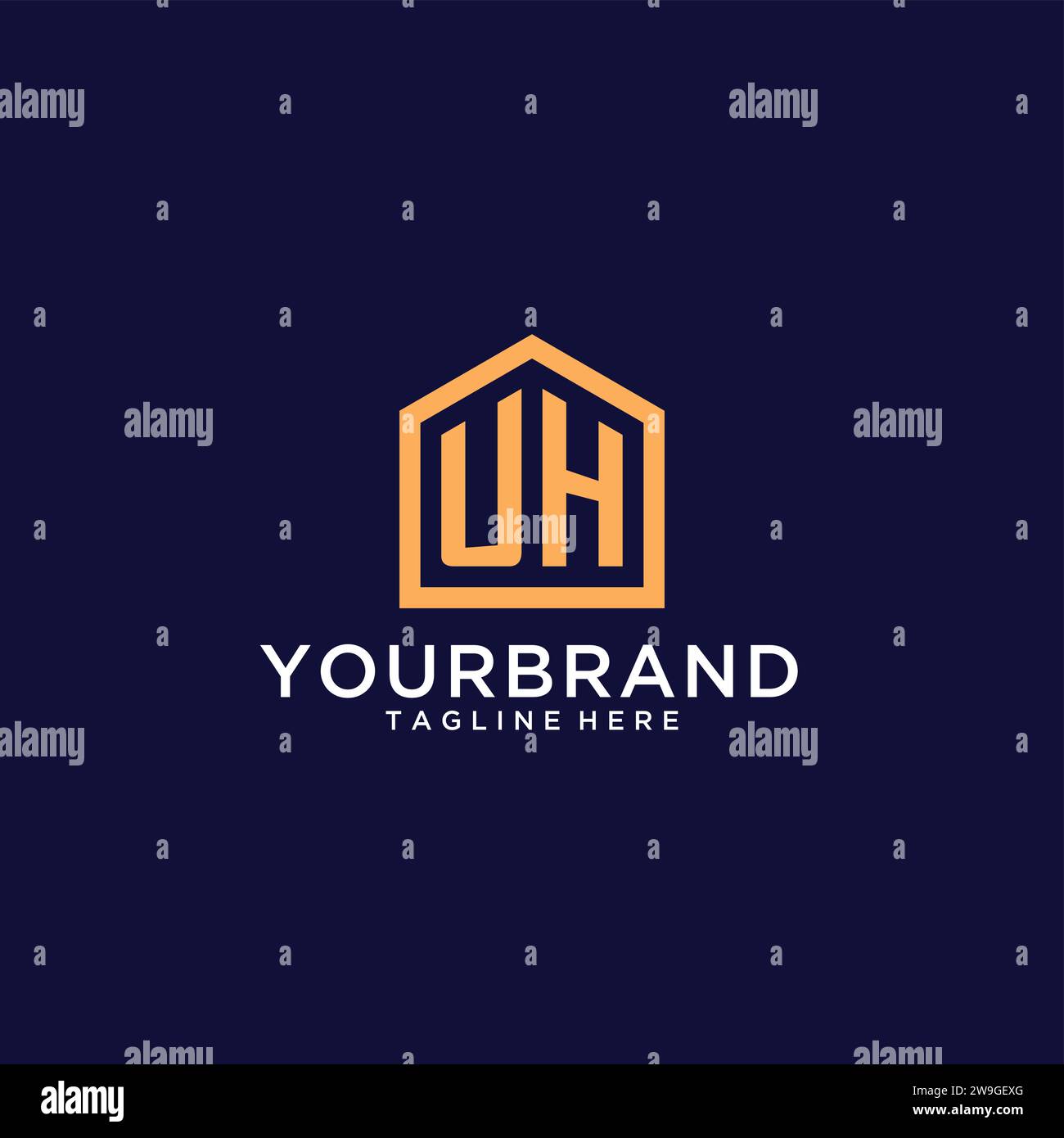 Initial UH logo with abstract home shape, modern minimalist realty logo ...