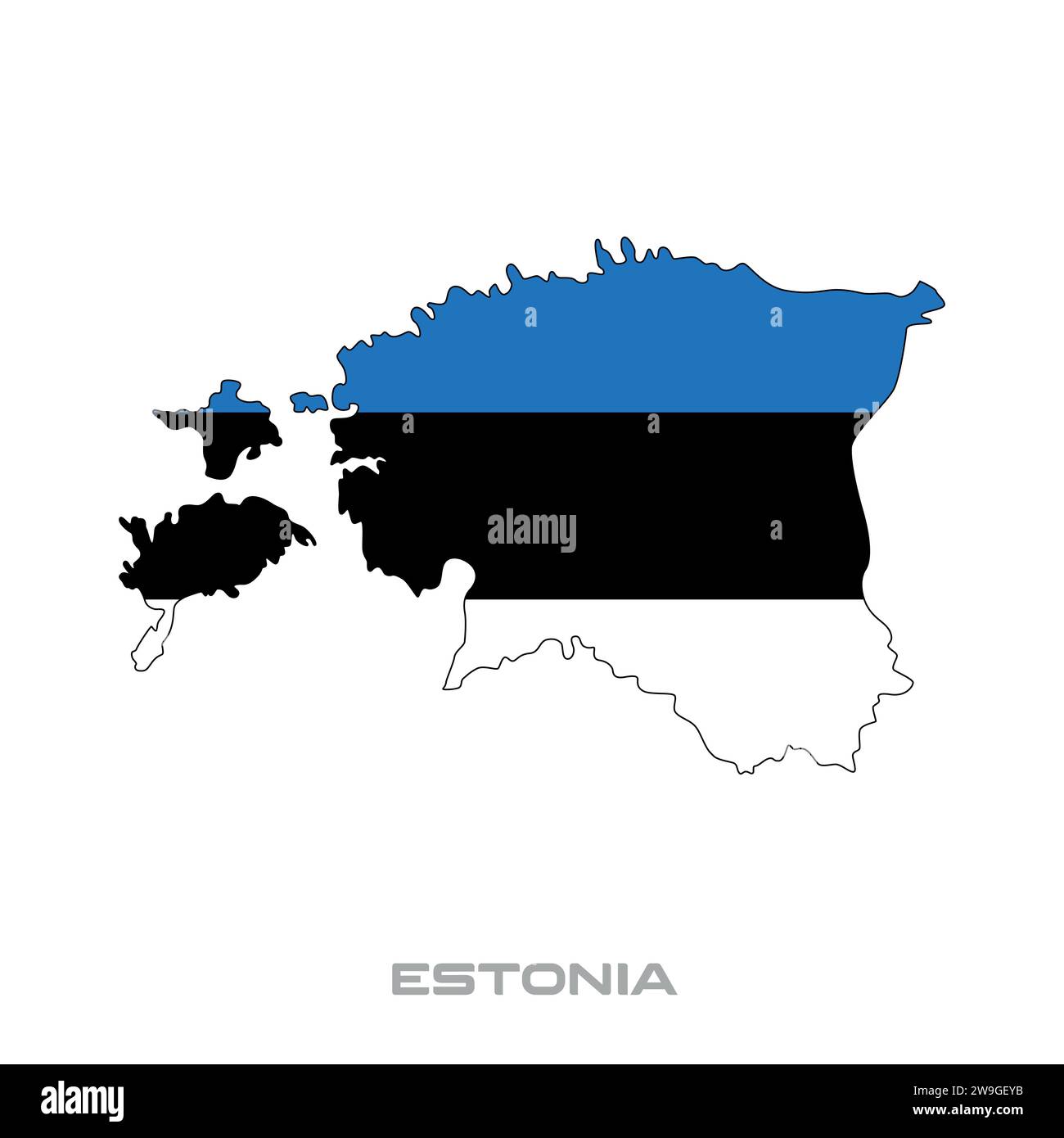 Vector illustration of the flag of Estonia with black contours on a ...