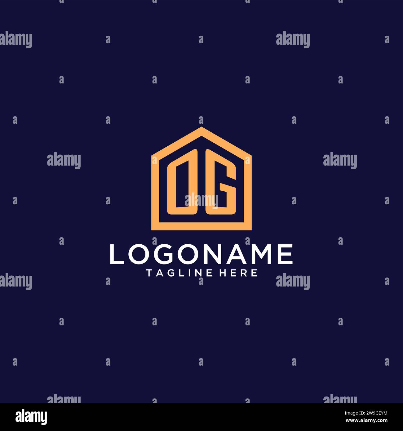 Initial OG logo with abstract home shape, modern minimalist realty logo ...