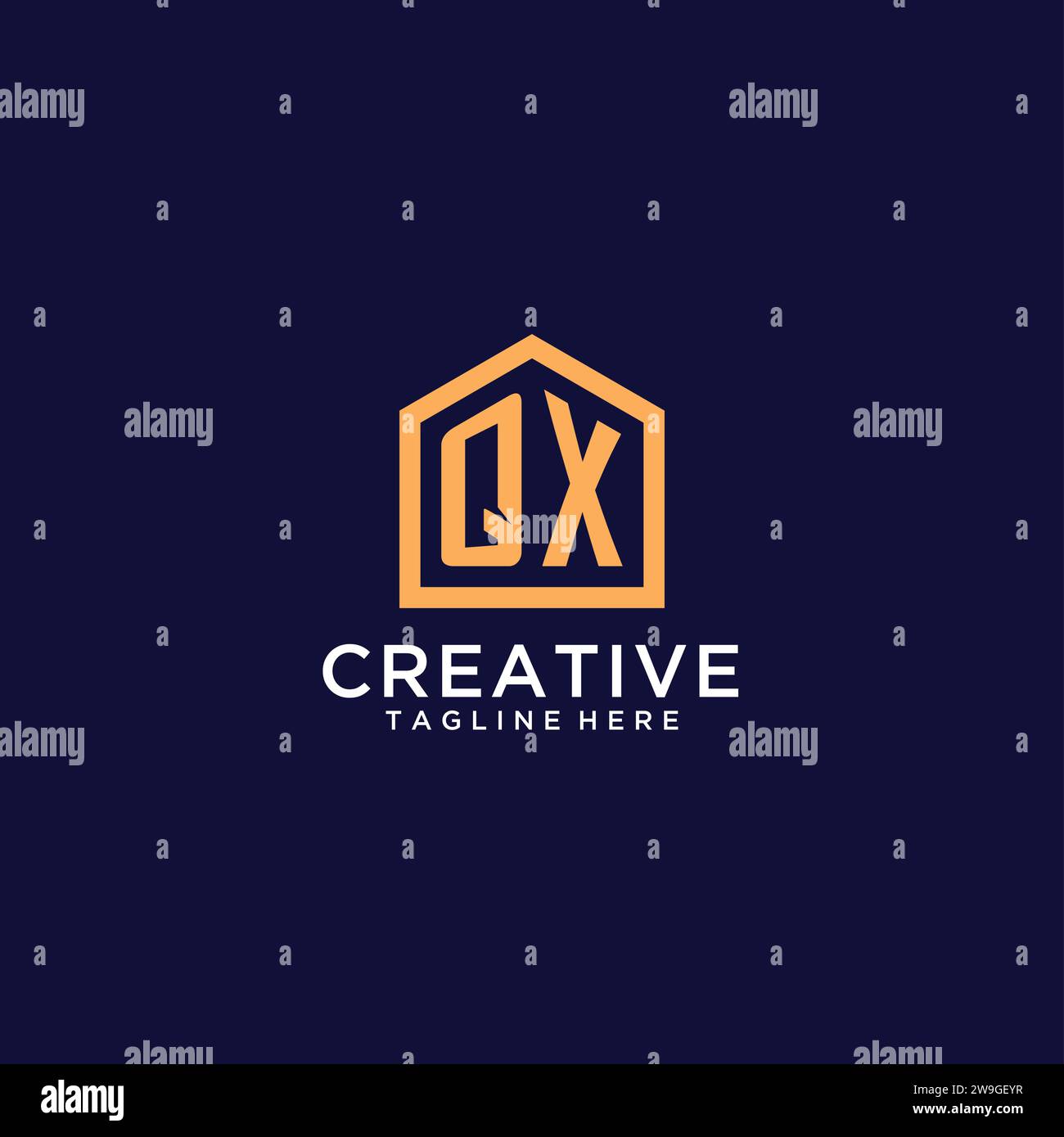 Initial QX logo with abstract home shape, modern minimalist realty logo ...