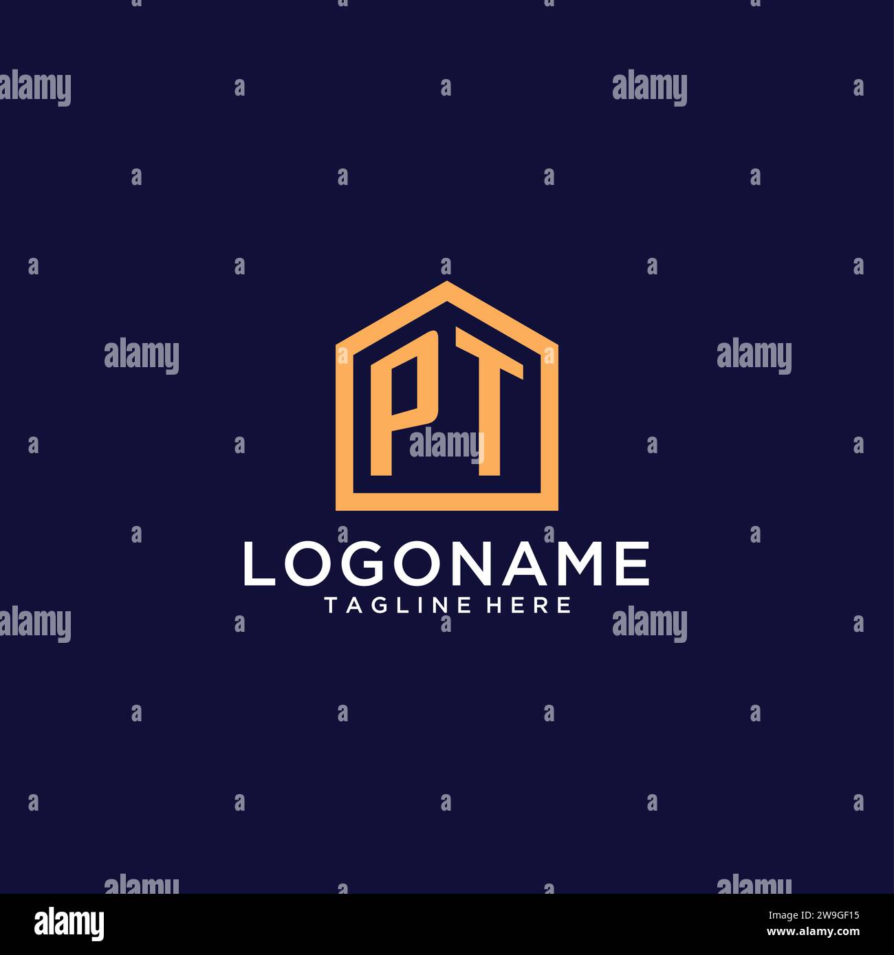 Initial PT logo with abstract home shape, modern minimalist realty logo ...